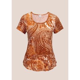 Madeleine Mode MADELEINE Damen Kurzarmshirt "Shirt Sommerliches Shirt mit Alloverprint", wei&szlig;, Modern, Gr. 38, Obermaterial: 95% Viskose CV. 5% Elasthan EL., Shirts