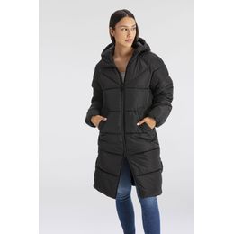 Only Damen Steppmantel "ONLAMAND &ndash; Langer Puffercoat mit 2-Wege-Rei&szlig;verschluss", schwarz, Gr. S, unifarben, Web, Obermaterial: 100% Polyester,