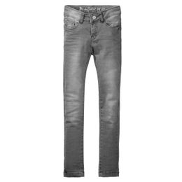 STACCATO M&auml;dchen 5-Pocket-Jeans "LISA", grau, Basic, Gr. 158, Crinkleoptik, Oberstoff: 70% Baumwolle, 28% Polyester, 2% Elasthan., Jeans, Big Fit