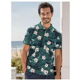 Poloshirt Lerros "Poloshirt mit floralem Print aus 100% Baumwolle", Herren, Gr. XL, soft teal, 100% Baumwolle, ohne Ausschnitt, Shirts