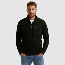 PME-Legend PME LEGEND Herren Troyer, schwarz, Gr. M, Feinstrick, Obermaterial: 65% Baumwolle, 27% Polyester, 8% Polyester (Sorona), Pullover, mit Brusttasche