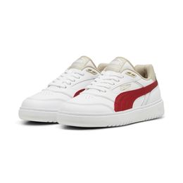 Sneaker Puma "DOUBLECOURT", Herren, Gr. 42, wei&szlig; (Puma wei&szlig;, intense rot), Leder, mehrfarbig, Schuhe Sneaker