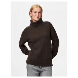 Rollkragenpullover Pieces "PCMALOU LS ROLLNECK KNIT NOOS BC", Damen, Gr. XS, braun (hot fudge detail:melange), Strick, Obermaterial: 65% Polyester, 17% Polyacryl, 10% Nylon, 5% Wolle, 3% Elasthan, meliert, relaxed fit normal, Rippb&uuml;ndchen, Pullover Rollkragenpullover