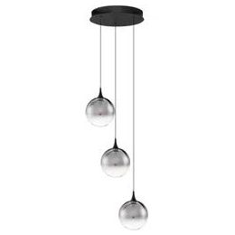 NOVA LUCE Pendelleuchte "ORENDA", rauchglas, schwarz, 3, &Oslash; 16cm H: 185cm, 1 Stk., Leuchten, Pendelleuchte