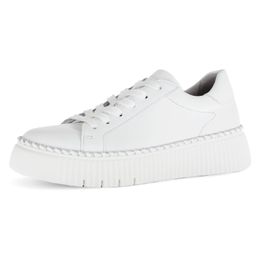 Gabor Damen Plateausneaker, Gr. 42, silber, Nappaleder, kontrastfarbene Details, Schuhe, Freizeitschuh, Halbschuh, Schn&uuml;rschuh mit Kontrast-Rahmennaht