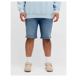 Jack & Jones PlusSize Shorts "JJIRICK JJORIGINAL SHORTS AT 999 PLS", Herren, Gr. 42 (4XL), N-Gr, blau denim, Web, Obermaterial: 54% Baumwolle, 33% Polyester, 7% Lyocell, 4% Viskose, 2% Elasthan, JACK & JONES PLUSSIZE, unifarben, regular fit knielang, Hosen Shorts