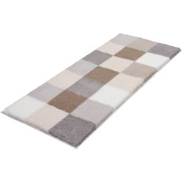 Badematte Kleine Wolke, H:25mm, beige, Kunstfaser, Badematten, "Caro, Badvorleger, Badezimmer Teppich", Badteppich, modernes Karo-Muster,