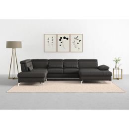 Sit & More Wohnlandschaft SIT & MORE "Cabrio U-Form, B: 359 cm, mit Sitztiefen-, Arm- & Kopfteilverstellung", braun (mokka), B:359cm H:87cm T:230cm, Sofas, Wohnlandschaft, 3 Nierenkissen, Federkern, optional Bettfunktion und Stauraum