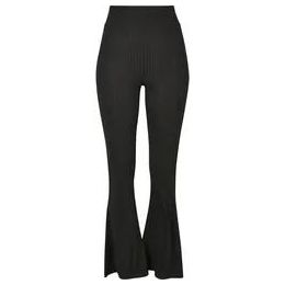 Leggings Urban Classics "Urban Classics Damen Ladies High Waist Rib Flared Leggings", Damen, Gr. 4XL, US-Gr&ouml;&szlig;en, schwarz, 95% Polyester, 5% Elasthan, unifarben, slim fit, Hosen Leggings