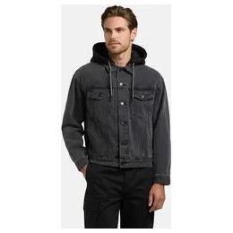 Jeansjacke Khujo "Jokin", Herren, Gr. L (52), schwarz, Obermaterial: 100% Baumwolle. Obermaterial 2: 60% Baumwolle, 40% Polyester, gerade h&uuml;ftbedeckend, hoch geschlossener Ausschnitt, &Auml;rmel mit &Auml;rmelschlitz abgesteppte Kante verstellbar, Jacken Jeansjacke, Herren Denim-Jacke mit Sweat-Kapuze