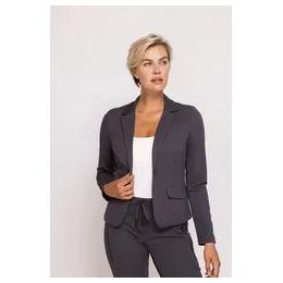 Kurzblazer Zhrill "BETSY", Damen, Gr. M, blau, Web, Obermaterial: 46% Viskose, 45% Polyamid, 9% Elasthan, bedruckt, tailliert taillenlang, Rundhals, Blazer Kurzblazer, grafisches Allover-Muster, tailliert