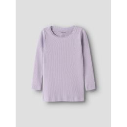 name it M&auml;dchen Langarmshirt "NMFKAB LS TOP NOOS", lila, Gr. 86, unifarben, Feinripp, Obermaterial: 57% Baumwolle, 38% Modal, 5% Elasthan, Shirts, in