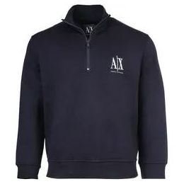 Giorgio Armani Sweatshirt ARMANI EXCHANGE "Sweatshirt 1er Pack", Herren, Gr. L, blau (dunkelblau), Obermaterial: 79% Baumwolle CO. 17% Polyester PES. 4% Elasthan EL., Sweatshirts Sweatshirt