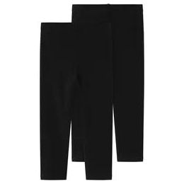 Caprileggings name it "NKFVIVIAN 2P CAPRI LEGGING F NOOS", M&auml;dchen, Gr. 86/92, N-Gr, schwarz pack:schwarz, Jersey, Obermaterial: 95% Baumwolle, 5% Elasthan, unifarben, regular fit wadenlang, Hosen, Baumwollmischung, Stretch, wadenlang