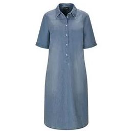Sommerkleid GOLDNER "Baumwollkleid mit heller Waschung", Damen, Gr. 48, N-Gr, blau, Obermaterial: 100% Baumwolle CO., gerade, Kleider Sommerkleid, Nahttaschen an der Seite