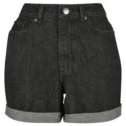 Stoffhose Urban Classics "Urban Classics Damen Ladies High Waist Boyfriend Shorts", Damen, Gr. 33, Normalgr&ouml;&szlig;en, schwarzwashed, 100% Baumwolle, unifarben, normal, Hosen Stoffhose