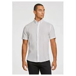 Leinenhemd LINDBERGH "Leinenhemd Relaxed Fit", Herren, Gr. XL, Normalgr&ouml;&szlig;en, wei&szlig;, Obermaterial: 55% Leinen, 45% Baumwolle, Hemden