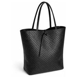 Schultertasche "Flecht", Damen, Gr. B/H/T: 38cm x 32cm x 12cm onesize, schwarz, Leder, Collezione Alessandro, Taschen Schultertasche, aus Rindsleder, Made in Italy