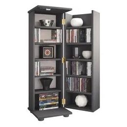 Media-Regal Vcm "Holz Schrank CD DVD Regal abschlie&szlig;bar Engalo L", schwarz (anthrazit), B:31cm T:31cm, Regale
