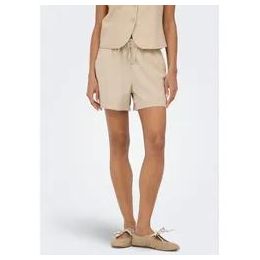 Shorts Only "ONLGOA MW LIN BL PULL-UP SHORTS CC PNT", Damen, Gr. XL, N-Gr, oxford tan, Web, Obermaterial: 70% Viskose, 30% Leinen, unifarben, regular fit kurz, Hosen Shorts, mit Leinen