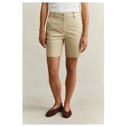 Chinoshorts Gant "CHINO", Damen, Gr. 42, N-Gr, oat beige, Web, Obermaterial: 98% Baumwolle, 2% Elasthan, unifarben, regular fit kurz, Hosen Chinoshorts, Regular fit mit praktischen Taschen