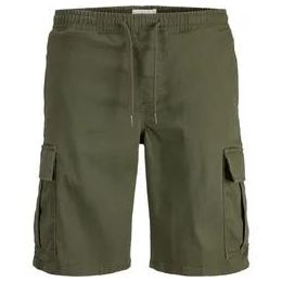 Jack & Jones Cargohose JACK & JONES "JPSTCOLE DYLAN CARGO SHORTS MID", Damen, Gr. XL, N-Gr, olive night, Web, Obermaterial: 98% Baumwolle, 2% Elasthan, unifarben, relaxed fit kn&ouml;chellang, Hosen Cargohose