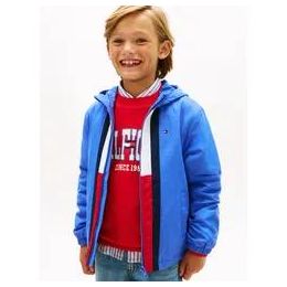 Outdoorjacke Tommy Hilfiger "COLOURBLOCK FLAG JACKET", Jungen, Gr. 3 (98), empire blau, Web, Obermaterial: 100% Nylon, mehrfarbig, regular fit normal, hoch geschlossener Ausschnitt, elastischer Bund, Jacken Outdoorjacke, Kinder bis 16 Jahre