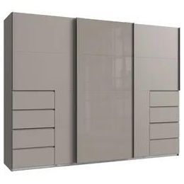 Schwebet&uuml;renschrank wimex "Bali in den Breiten 225cm & 270cm, Kleiderschrank mit Glaselement", saharagrau, abgesetzt glas saharagrau, griffe saharagrau, B:270cm H:208cm T:64cm, Holzwerkstoff, Schr&auml;nke, Schwebet&uuml;renschrank, Schrank mit 3 T&uuml;ren, in den Farben: grafit oder saharagrau erh&auml;ltlich