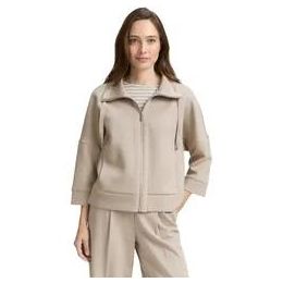 Sweatjacke Tom Tailor "Boxy", Damen, Gr. L, soft taupe grau, Sweatware, Obermaterial: 51% Polyester, 42% Viskose, 7% Elasthan, unifarben, regular fit normal, ohne Ausschnitt, B&uuml;ndchen, Sweatjacken Sweatjacke, mit Taschen