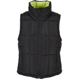 Urban Classics Damen Steppweste "Urban Classics Damen Ladies Reversible Cropped Puffer Vest"schwarz, frozengelb, Gr. S, 100% Polyester, Westen