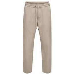 Only & Sons Schlupfhose ONLY & SONS "ONSLINUS CROP 0007 COT LIN PNT NOOS", Damen, Gr. XXL, N-Gr, coriander detail:two tone (wei&szlig;), Web, Obermaterial: 75% Baumwolle, 25% Leinen, unifarben, slim fit kn&ouml;chellang, Hosen Schlupfhose, Baumwolle mit Leinen, Gummizug und Kordel