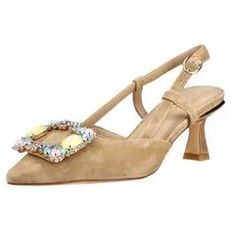 Slingpumps Alma en Pena "Alma en Pena Pumps Veloursleder", Damen, Gr. 37, sand, Veloursleder, Schuhe Slingpumps