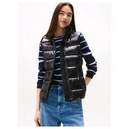 Tommy Hilfiger Steppweste TOMMY JEANS "TJW SLIM ZIP PRINT DOWN VEST", Damen, Gr. M (38), schwarz, Web, Obermaterial: 100% Nylon, leicht gl&auml;nzend, unifarben, slim fit, Westen Steppweste