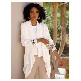 Cardigan Heine, Damen, Gr. 42, ecru, beige, bedruckt, 100% Baumwolle, bedruckt, gemustert, mehrfarbig, Strickjacken