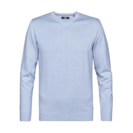Herren V-Ausschnitt-Pullover "V-Neck Basi", blau, Gr. L, PETROL INDUSTRIES, unifarben, Strick, Obermaterial: 50% Baumwolle, 50% Polyacryl, Pullover,