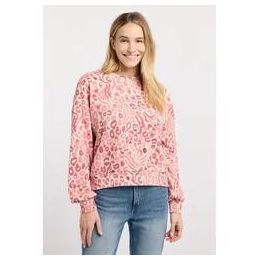 Sweatshirt Ragwear "WUSS PRINT", Damen, Gr. XXL, pink, Sweatware, Obermaterial: 70% Baumwolle, 30% Polyester, bedruckt, normal, Rundhals, Sweatshirts Sweatshirt, Elastische Baumwollmischung und softem Finish mit Allover-Print