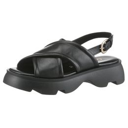 Sandalette Gabor "YORK", Damen, Gr. 40, schwarz, Kalbsleder, unifarben, Schuhe Sandalette, Plateau, Riemchensandale, Sommerschuh in trendigem Look, G-Weite