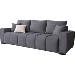 Schlafsofa Home Affaire "Bello", anthrazit, B:239cm, 100% Polyester, Sofas, Schlafsofa, mit Bettfunktion, Bettkasten, Frei im Raum stellbar, Federkern
