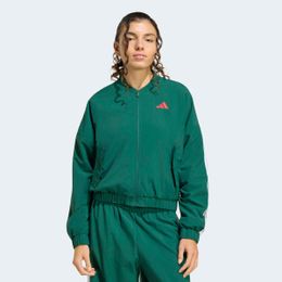 Damen Trainingsjacke "W 3S WV WB WC"team dunkelgr&uuml;n, wei&szlig;, Gr. XXL, adidas Sportswear, Obermaterial: 100% Polyamid, Jacken