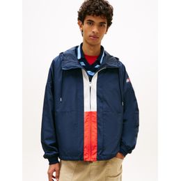 Tommy Jeans Herren Windbreaker "CHICAGO FLAG", blau, Gr. XXXL, unifarben, Web, Obermaterial: 100% Polyester, Jacken, Regular fit mit Kapuze