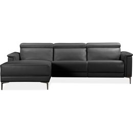 Ecksofa OTTO HOME "LUND, L-Form, 261cm, man. o. elektr. Relaxfunktion (mit USB-A)", schwarz, B:261cm H:97cm T:179cm, Kunstleder 100% Polyurethan, Sofas, Ecksofa, und Kopfteilverstellung