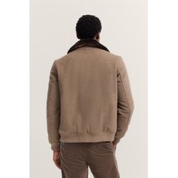 Bugatti Herren Wolljacke "Modern Fit", braun, Gr. 50, unifarben, 70% Wolle, 30% Polyester, Jacken, mit abnehmbarem Kunstfellkragen
