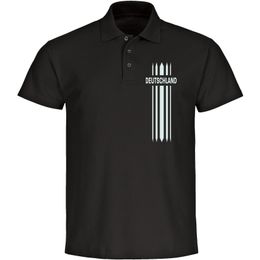 multifanshop Poloshirt - Deutschland - Streifen - Druck wei&szlig; - Polo