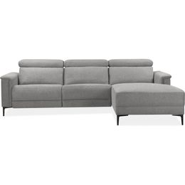 Ecksofa OTTO HOME "LUND, L-Form, 261cm, man. o. elektr. Relaxfunktion (mit USB-A)", grau (hellgrau), B:261cm H:97cm T:179cm, Webstoff 100% Polyester, Sofas, Ecksofa, und Kopfteilverstellung