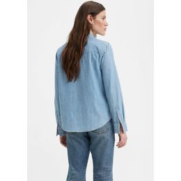 Levi's LEVI'S Damen Jeansbluse "ESSENTIAL WESTERN", blau, Basic, Gr. M, Denim/Jeans, Obermaterial: 100% Baumwolle, Blusen, mit Brusttaschen mit Druckkn&ouml;pfen