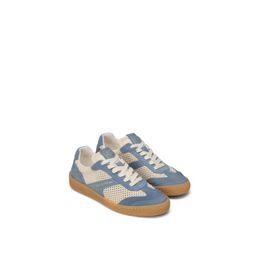 Marc O'Polo Sneaker MARC O'POLO "Court", Damen, Gr. 38, hellblau, creme, Lederimitat, Mesh, Veloursleder, Schuhe Sneaker, Basket Sneaker, Halbschuh, Schn&uuml;rschuh mit Memory Foam