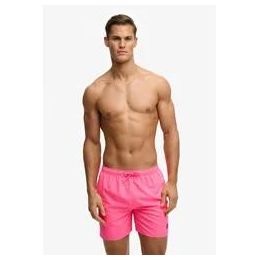 Badeshorts Superdry "ESSENTIAL 16 SWIM SHORT", Herren, Gr. XL, N-Gr, fluro pink, Web, Polyester, unifarben, Badehosen Badeshorts, Kunstfaser, relaxed fit