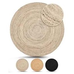 Teppich CarpetFine "Nele Juteteppich Naturfaser", taupe, H:6mm &Oslash;:250cm, Jute, Teppiche, Teppich, geflochtener Wendeteppich aus 100%Jute, in rund und oval, viele Gr&ouml;&szlig;en