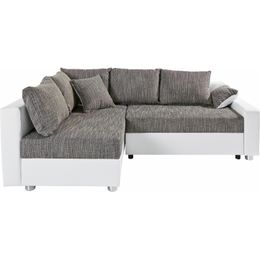 Ecksofa Collection AB "Parma L-Form", grau (wei&szlig;, grau), B:224cm H:84cm T:161cm, Kunstleder SOFTLUX / Struktur (80% Polyester; 20% Polyacryl);Microfaser PRIMABELLE (100% Polyester);Zierkissen: Jeweils analog des Korpusbezugs (Wendekissen, teilweise im Materialmix);Microfaser PRIMABELLE (100% Polyester) / Struktur (80% Polyester; 20% Polyacryl), Sofas, Ecksofa, mit Bettfunktion und Federkern
