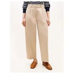 Chinohose Tommy Hilfiger "COTTON BARREL PLEATED CHINO", Damen, Gr. 36, N-Gr, beige, Web, Obermaterial: 65% Baumwolle, 33% Lyocell, 2% Elasthan, unifarben, bequem lang, Hosen Chinohose, Baumwollmix, Mid Rise, Tapered